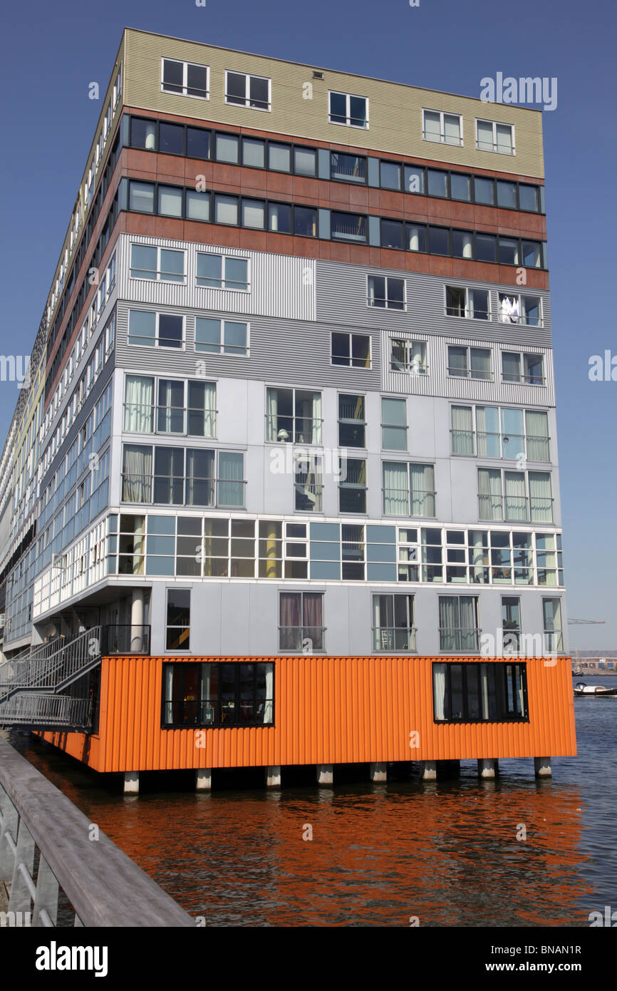 Newly constructed apartment building in Westerdok harbour Stock Photo ...