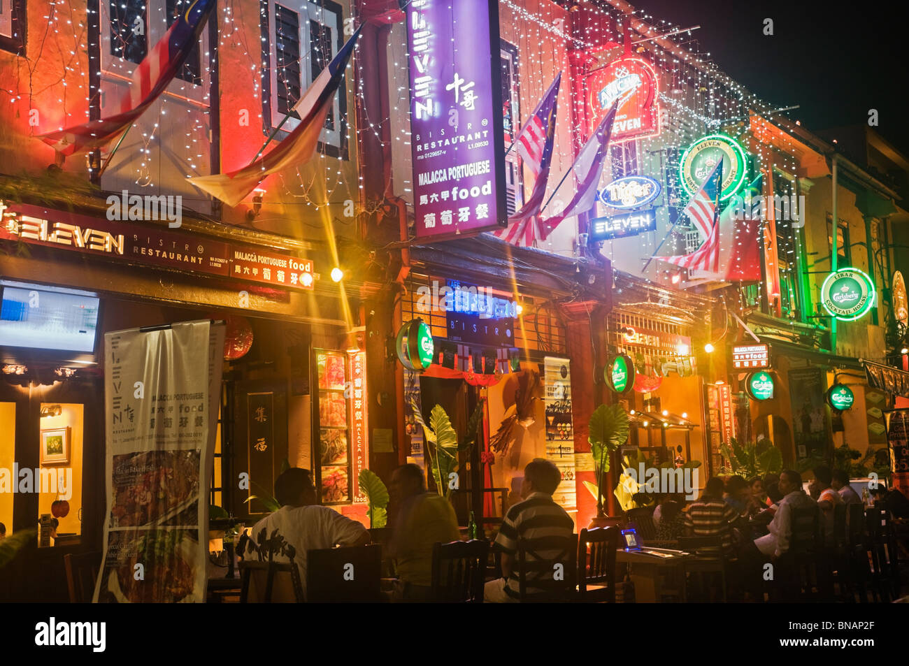 Restaurants at night Chinatown Malacca Melaka Malaysia Stock Photo - Alamy