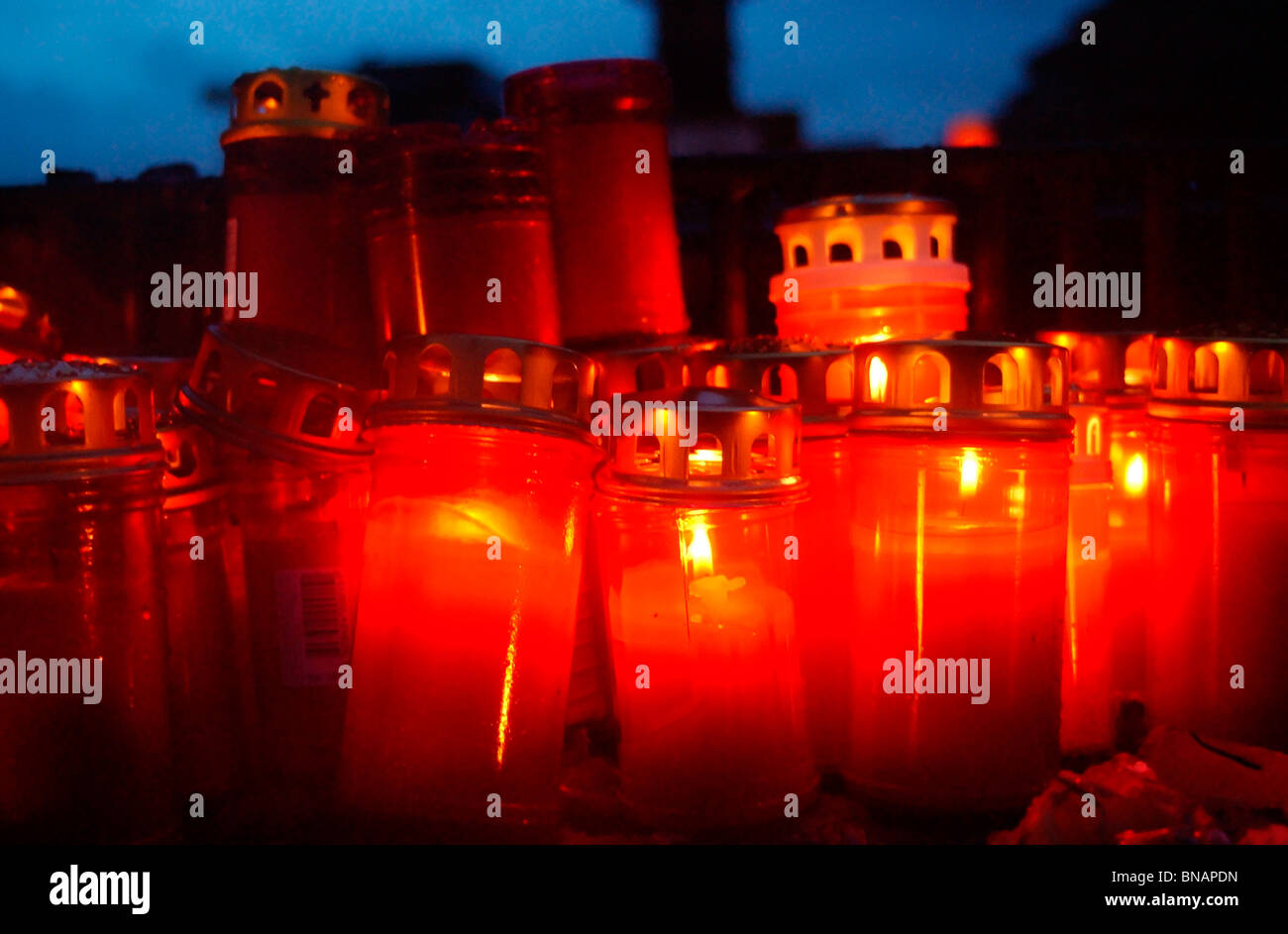 Candles at the cemetery Stock Photo - Alamy