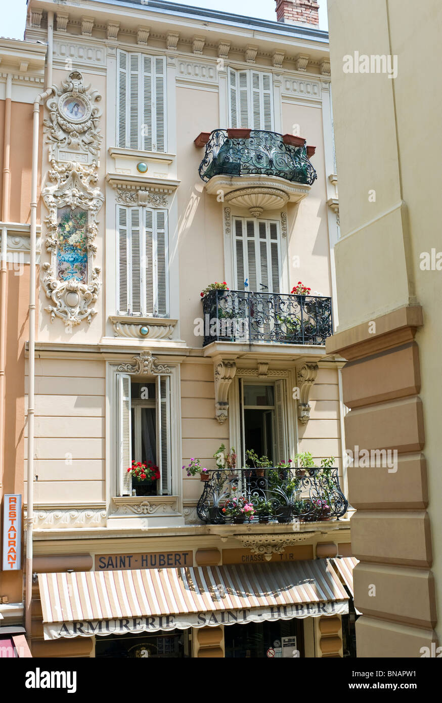 Traditional Architecture with Art Work Motif, Monaco, France Stock ...