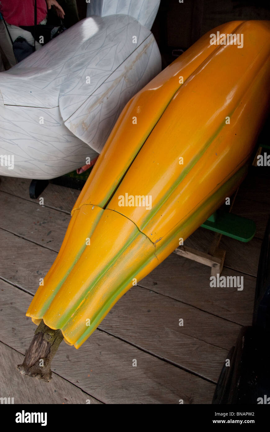 Africa, Ghana, Tema. Trendy designer coffin workshop with caskets in ...