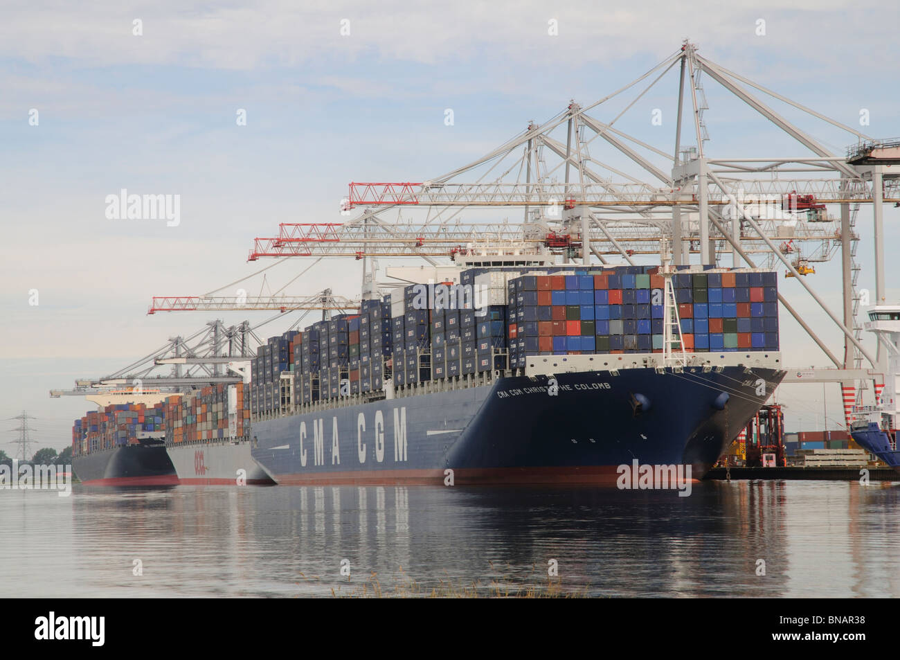 One of the worlds largest container ships the CMA CGM Christophe Colomb ...