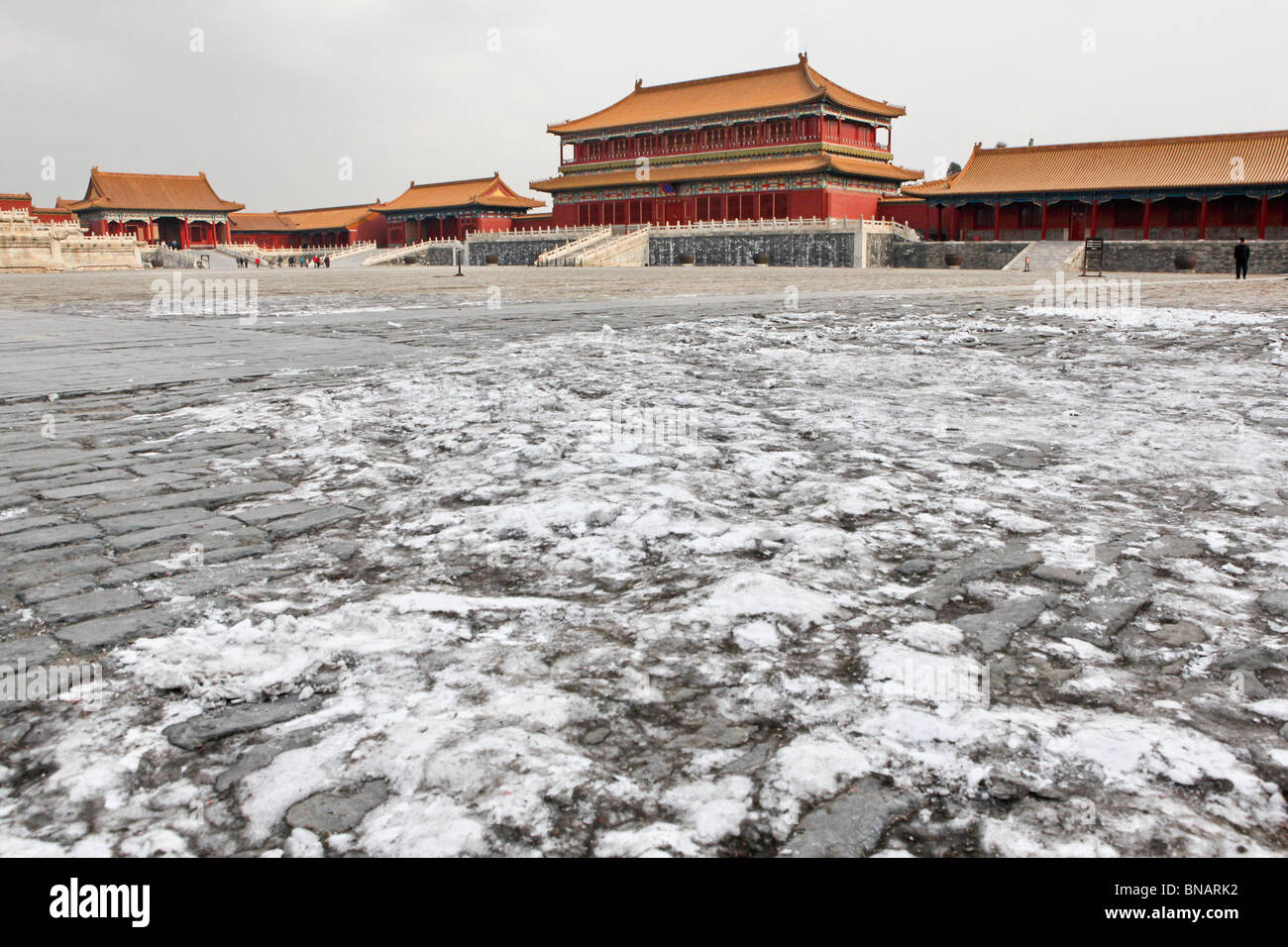 China, Beijing, The Imperial Palace in the Forbidden City with snow ...