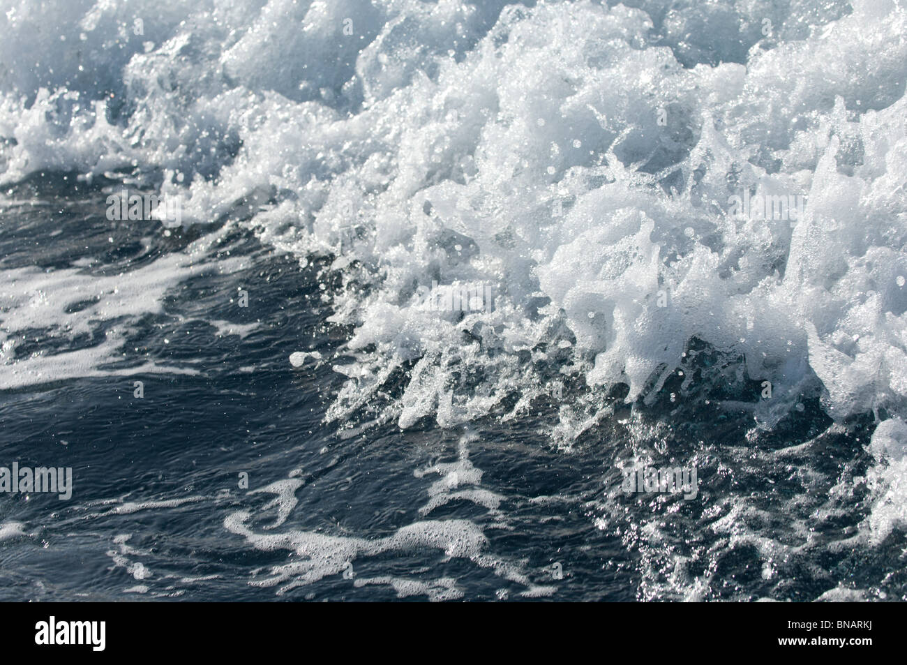 Frothy water thrown up in a boat's wake Stock Photo - Alamy
