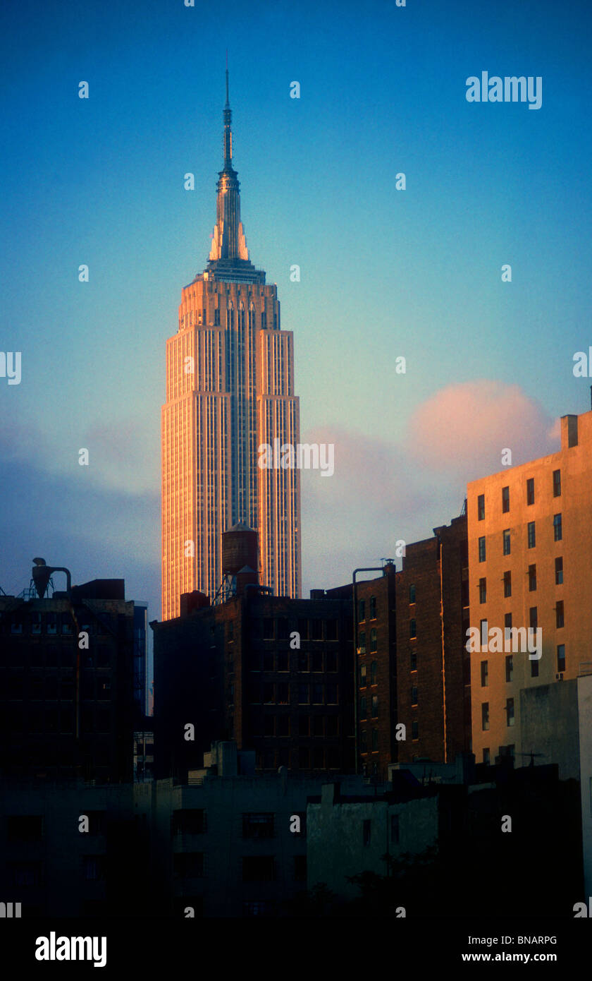 Empire State Building sunset New York City Stock Photo - Alamy