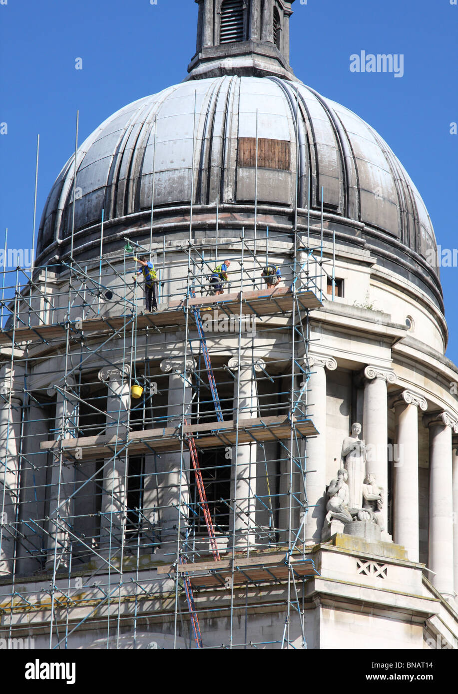 Builders working on scaffolding at the Council House, Nottingham ...