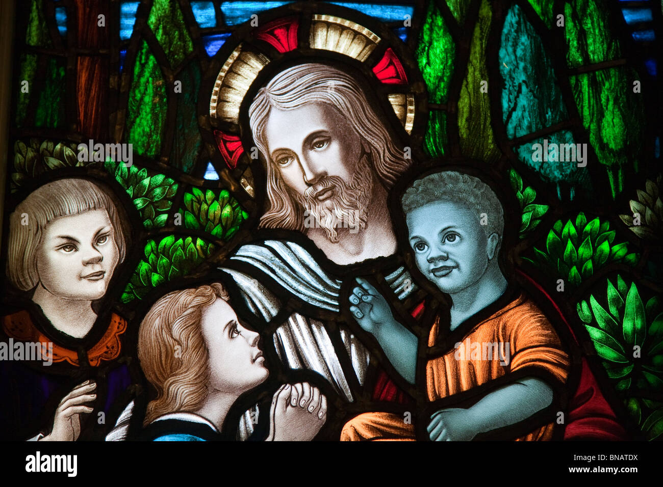 Jesus children stained glass hi-res stock photography and images - Alamy