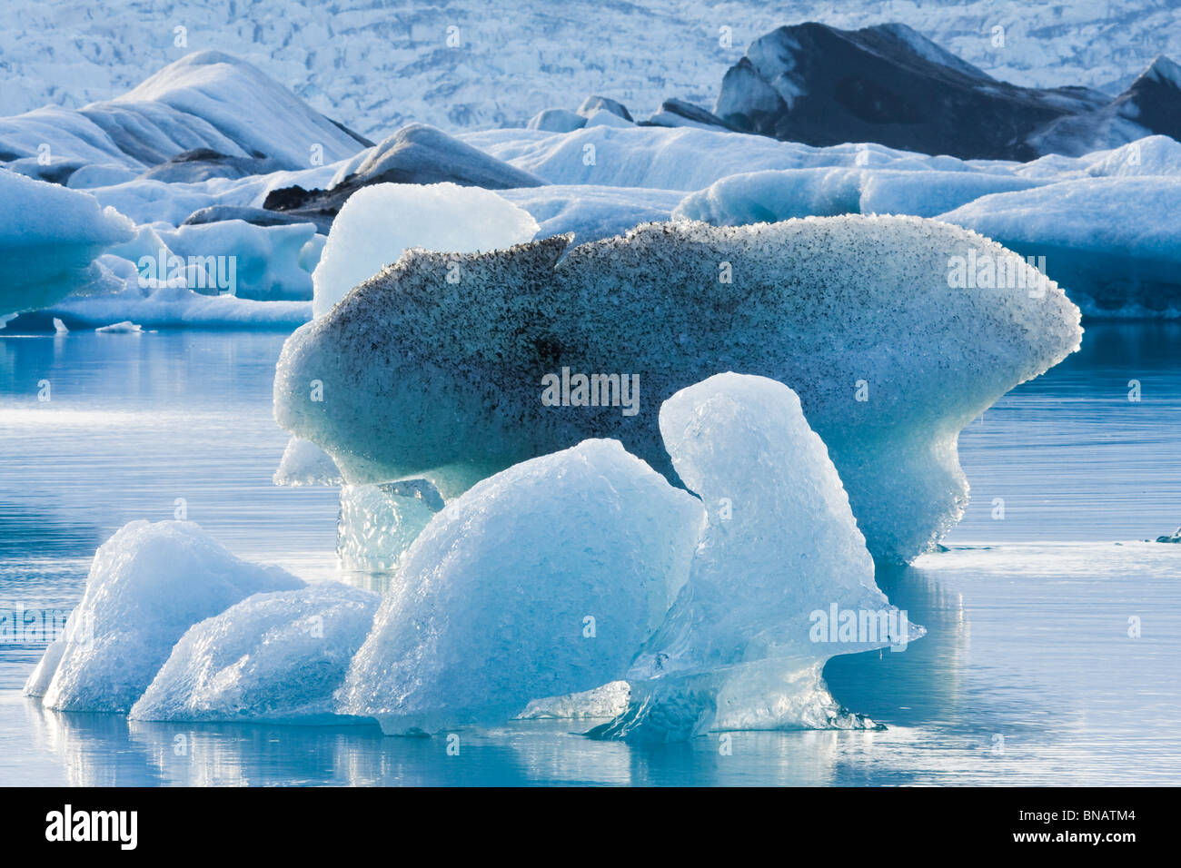 Detail of floating ice sculptures in lagoon at base of glacier Stock ...