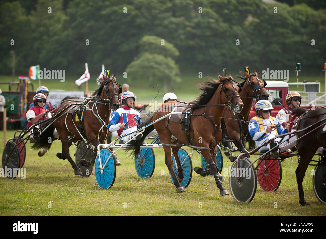 Jockeys competing at harness trotting races, Tan y Castell, Aberystwyth ...