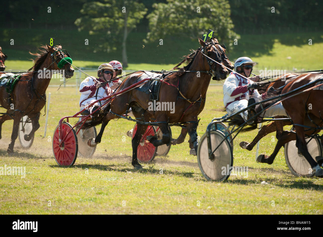 Jockeys competing at harness trotting races, Tan y Castell, Aberystwyth ...