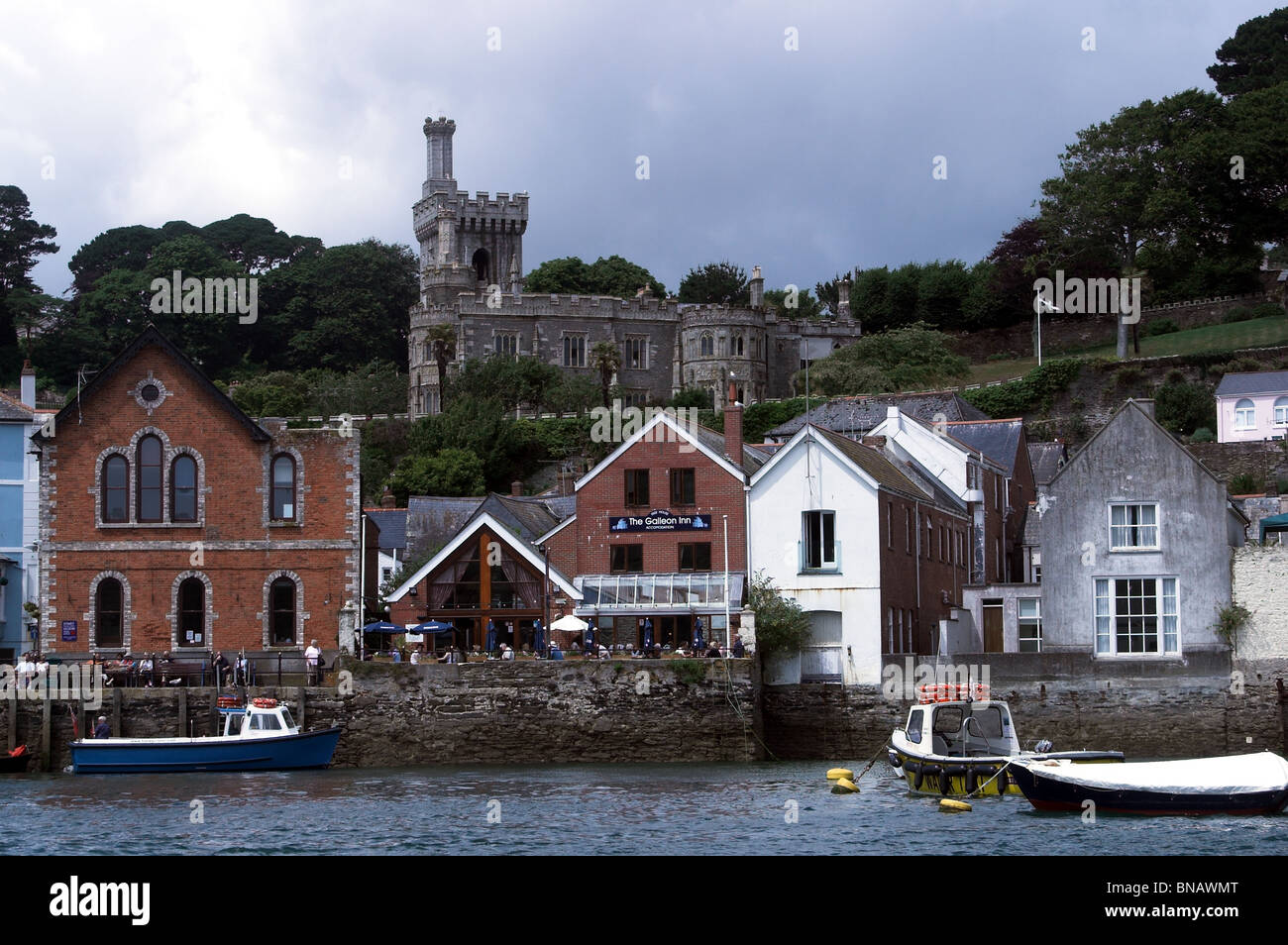 Buildings along Fowey Estuary. Cornwall. UK Stock Photo - Alamy
