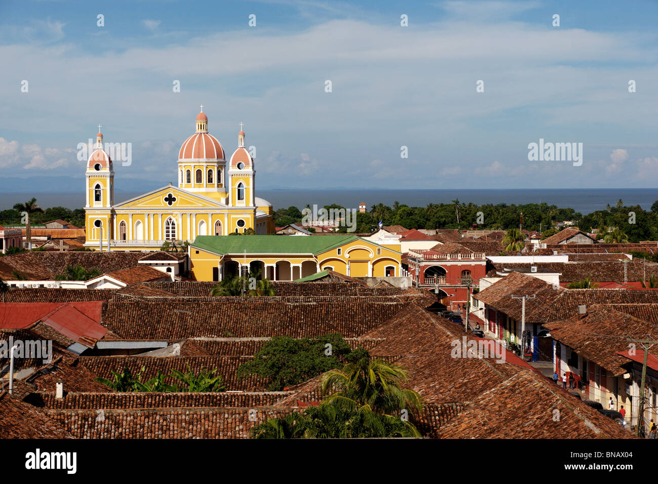 Granada Cathedral in the Parque Central in Granada in Nicaragua Stock ...