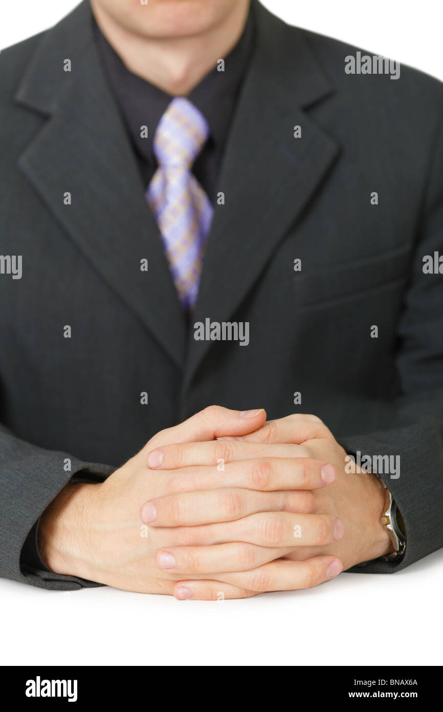 Hands of businessman close up lying on the table Stock Photo - Alamy