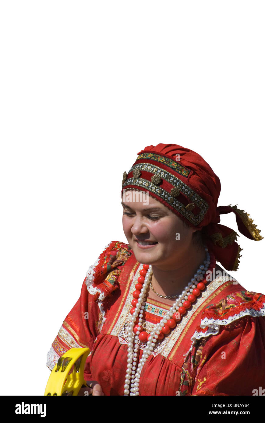 Russian woman in traditional national suit. Isolated on white Stock ...
