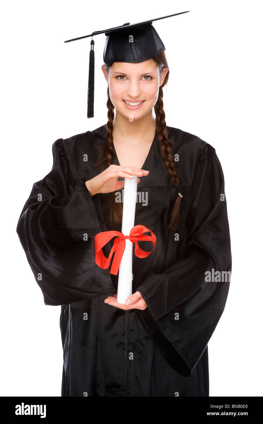 Full isolated studio picture from a young graduation woman Stock Photo ...