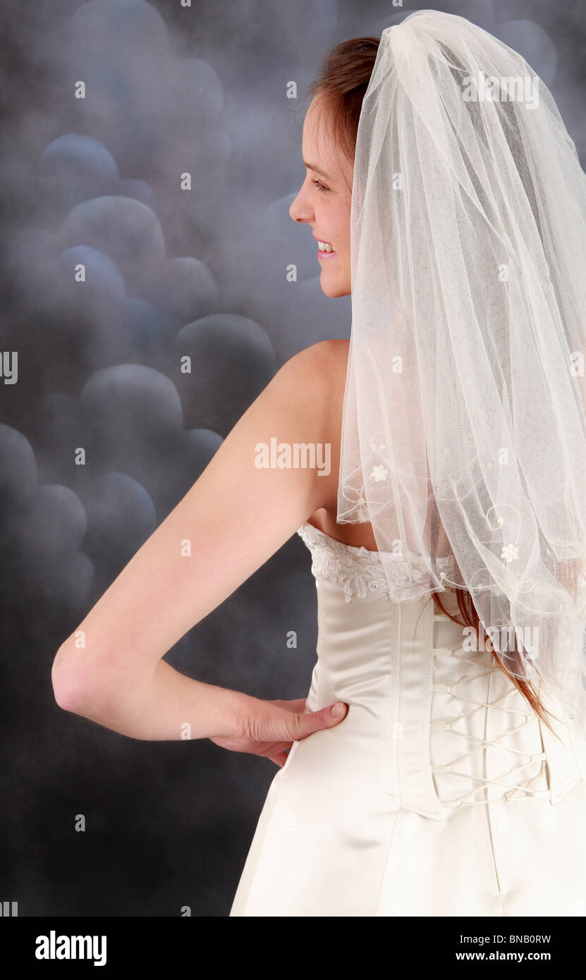 Portrait of young bride, rear view Stock Photo - Alamy