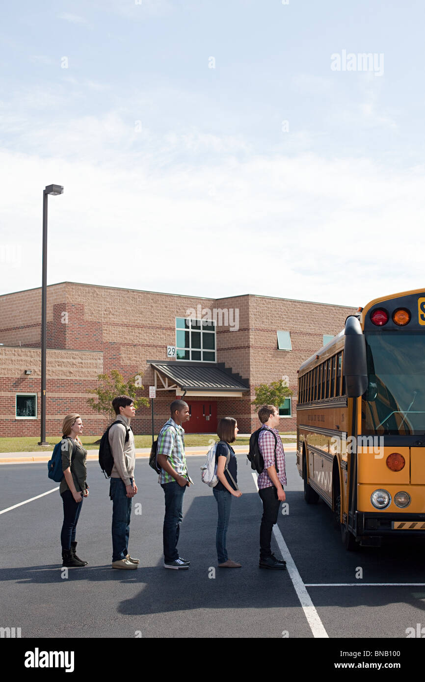 Students boarding school bus hi-res stock photography and images - Alamy