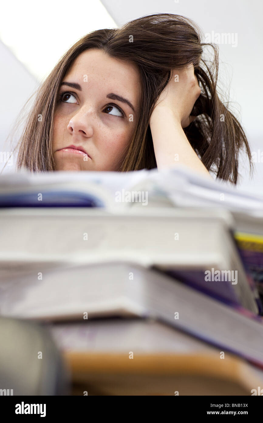 Bored female high school student Stock Photo - Alamy