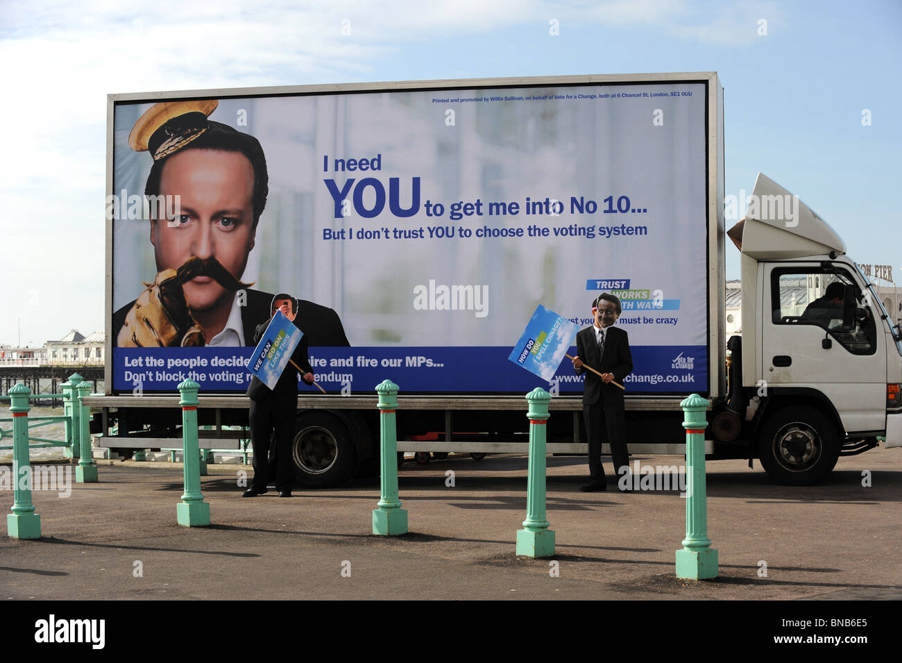 The vote for a change party use a defaced David Cameron poster to get ...