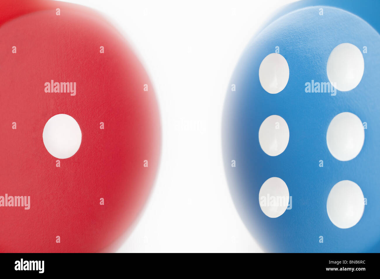 Two dice with a six and a one showing Stock Photo - Alamy