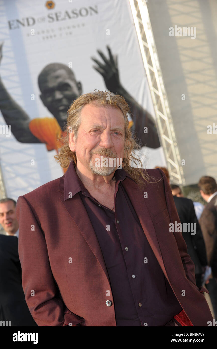 Led Zeppelin's Robert Plant stands infront of Wolves FC end of season ...