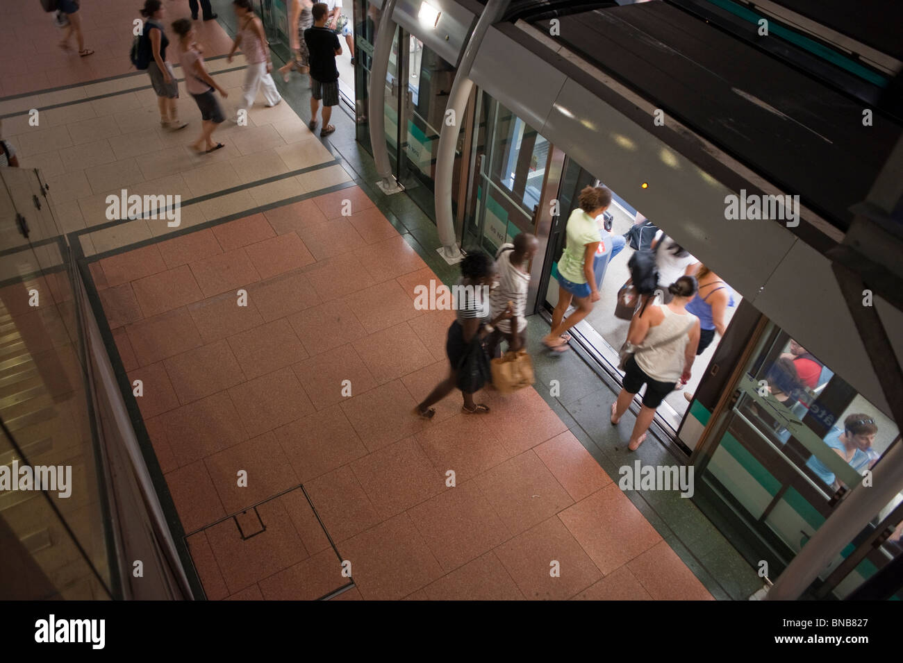 Paris Metro, France, High Angle, Crowd People in Underground Subway ...