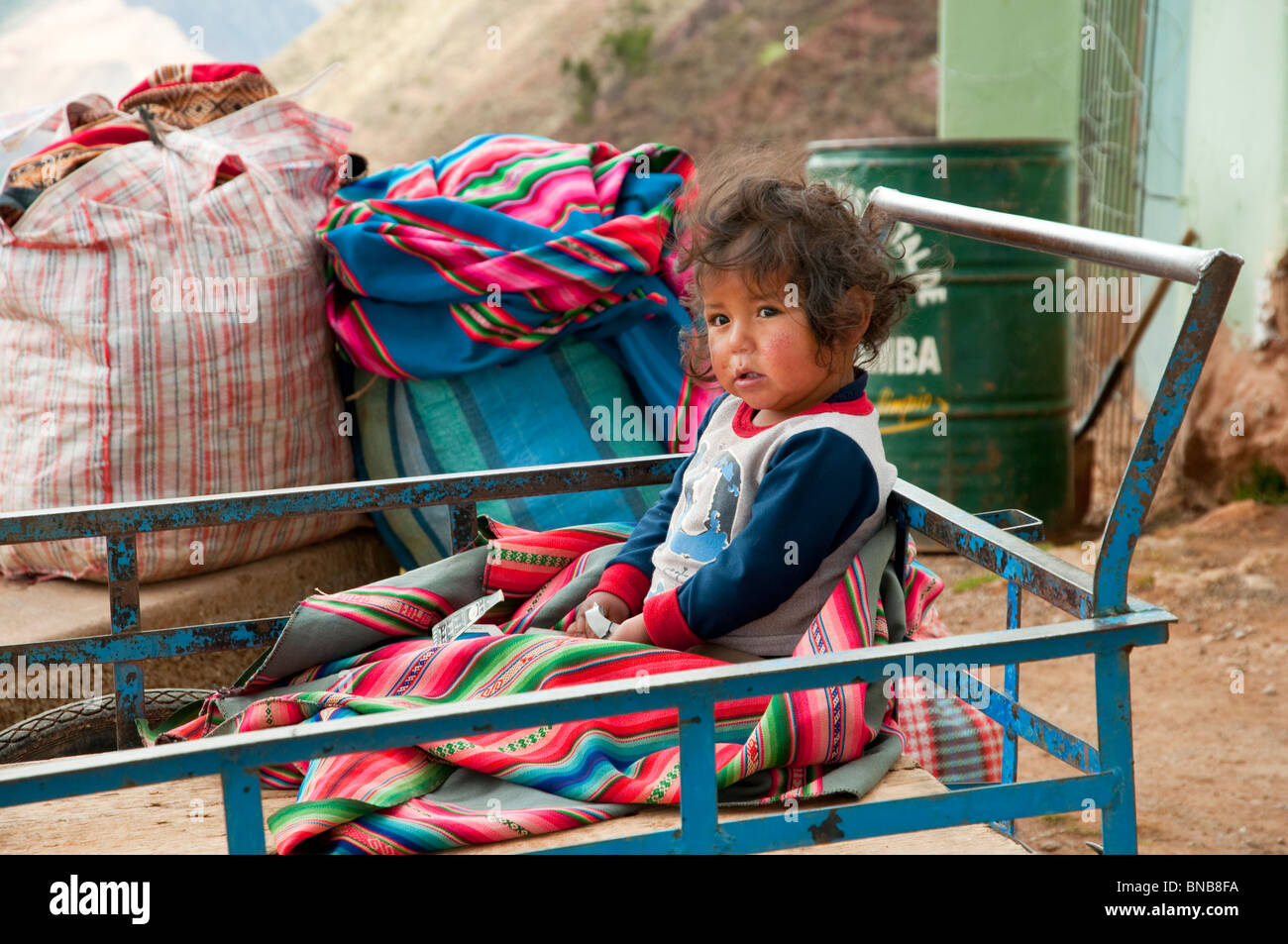 Peruvian children in traditional dress in rural Peru, South America ...