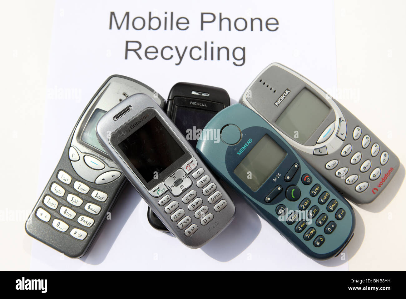Mobile telephones ready for recycling Stock Photo - Alamy