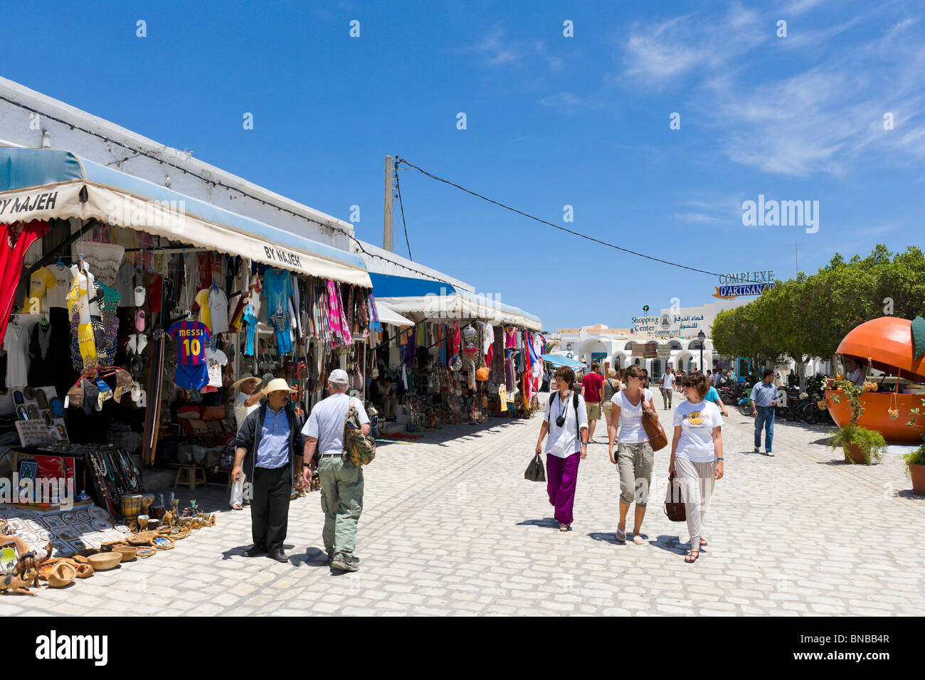 Shops in the centre of Houmt Souk (the island capital), Djerba, Tunisia ...