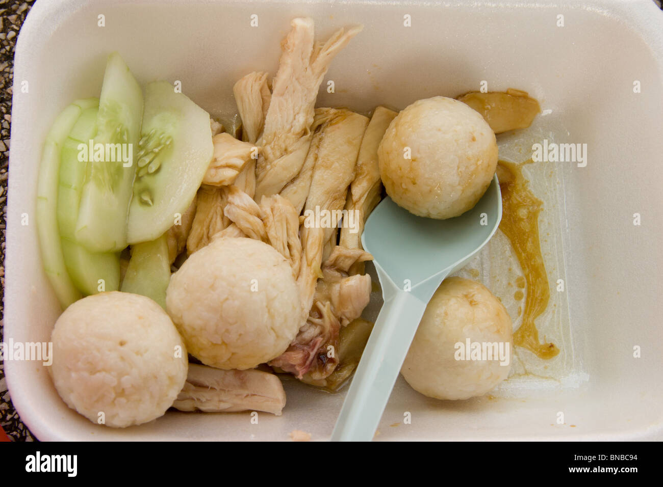 Takeaway chicken Rice balls dish Stock Photo - Alamy