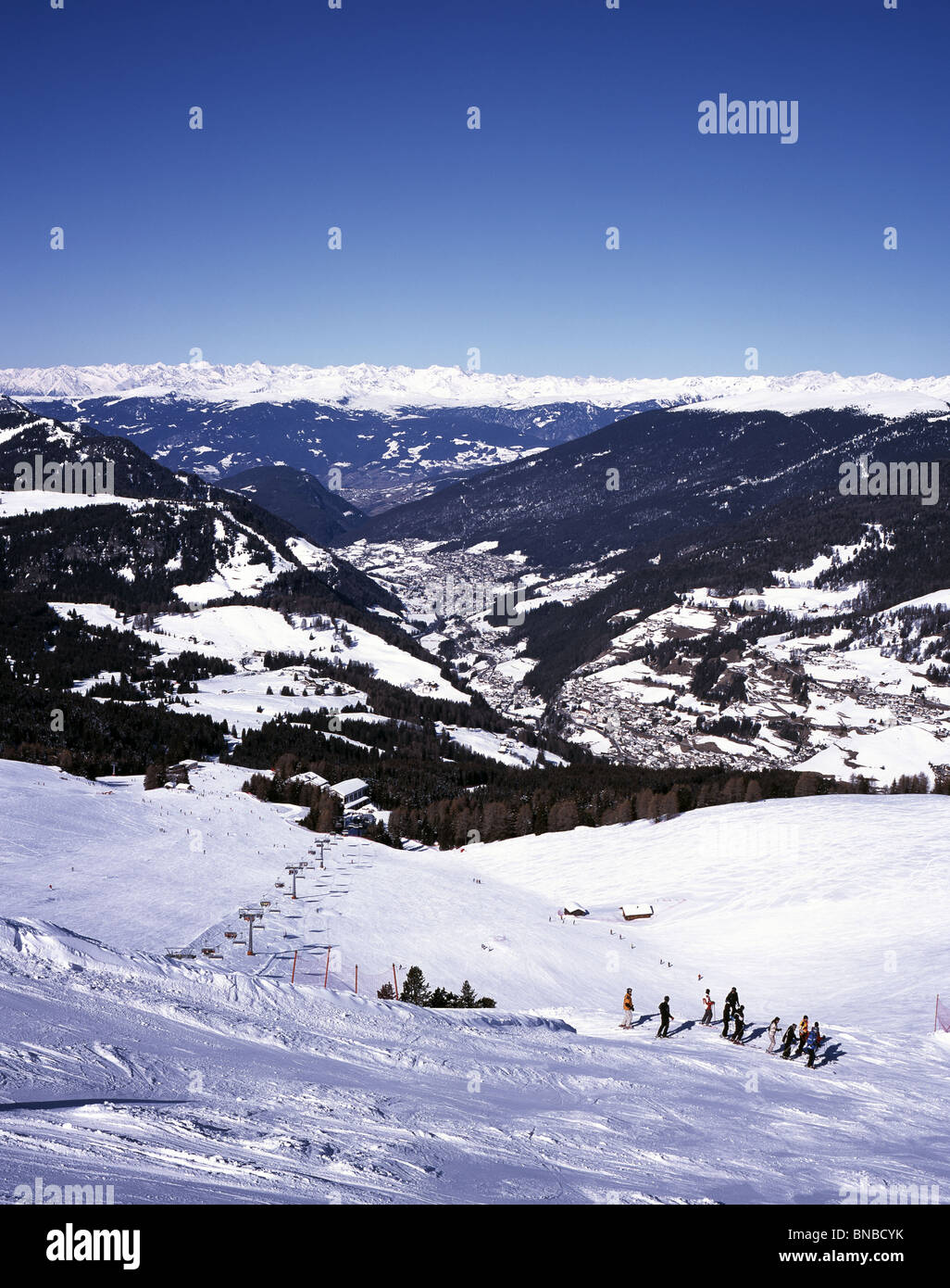 Ski Piste above The Val Gardena Selva Dolomites Italy Stock Photo - Alamy