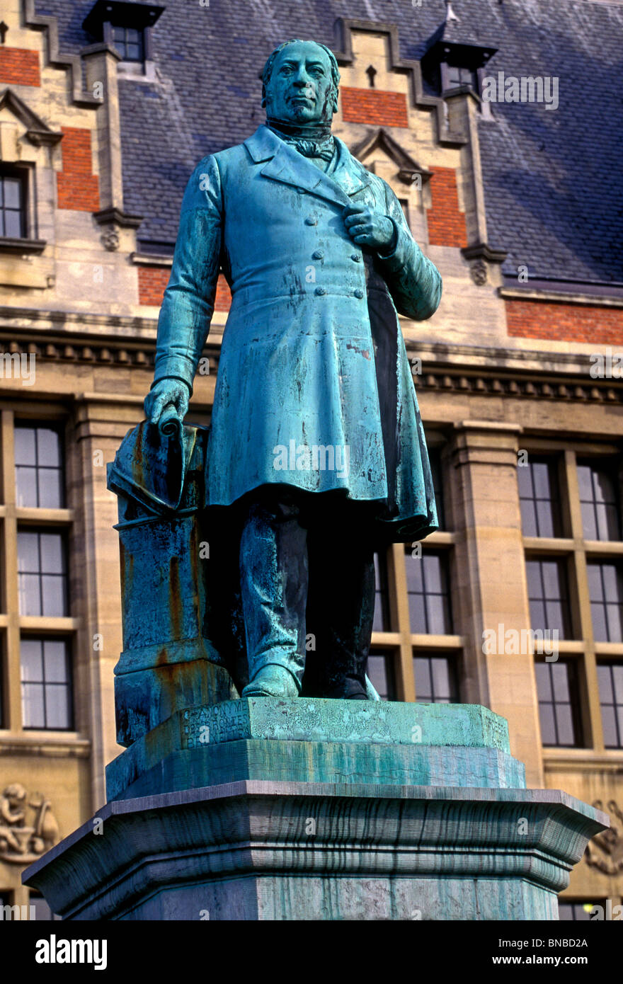 Statue of Pierre Theodore Verhaegen, Free University of Brussels, city ...
