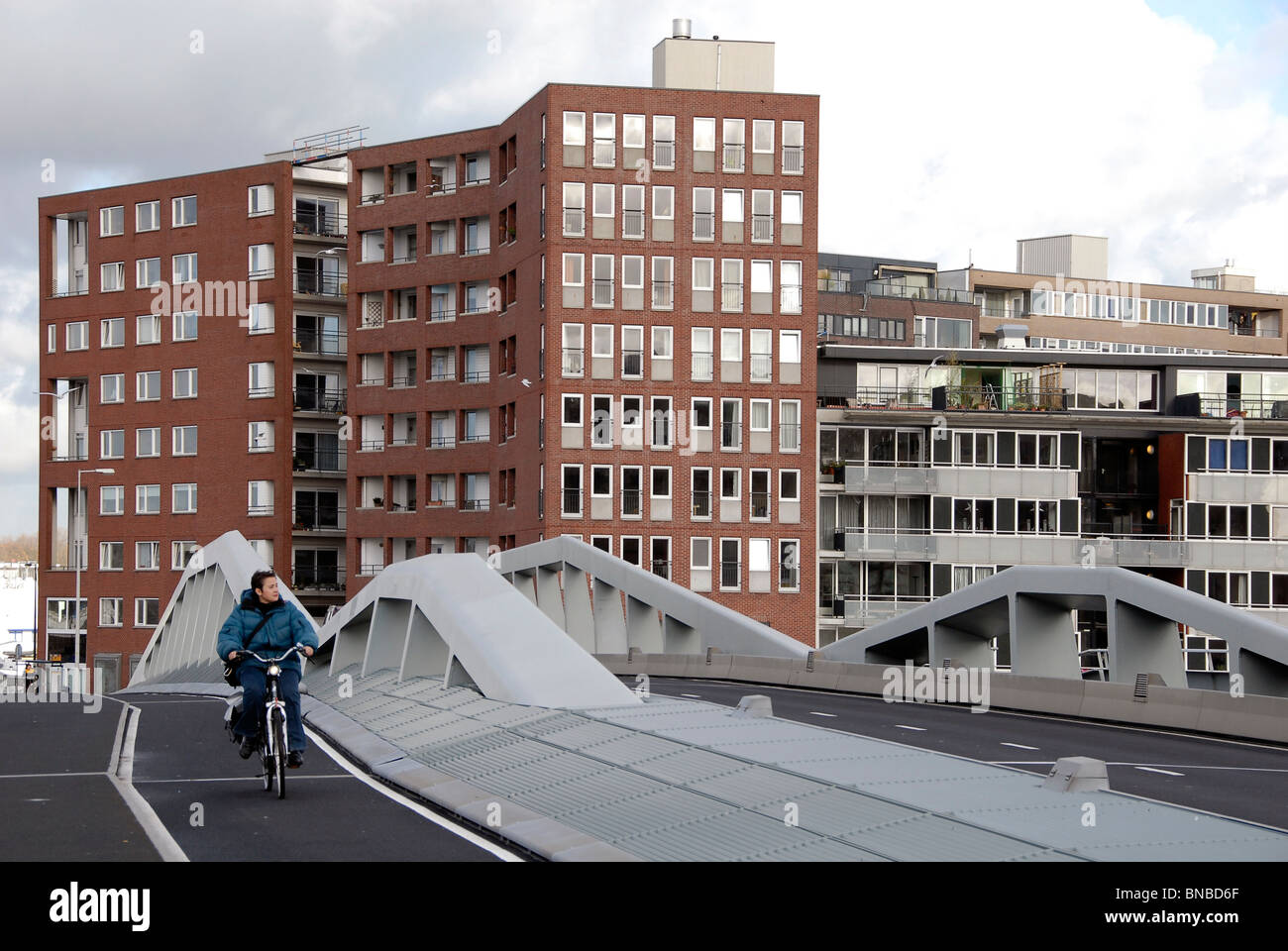 Amsterdam Netherlands architecture bridge cycling road cycle path Stock ...