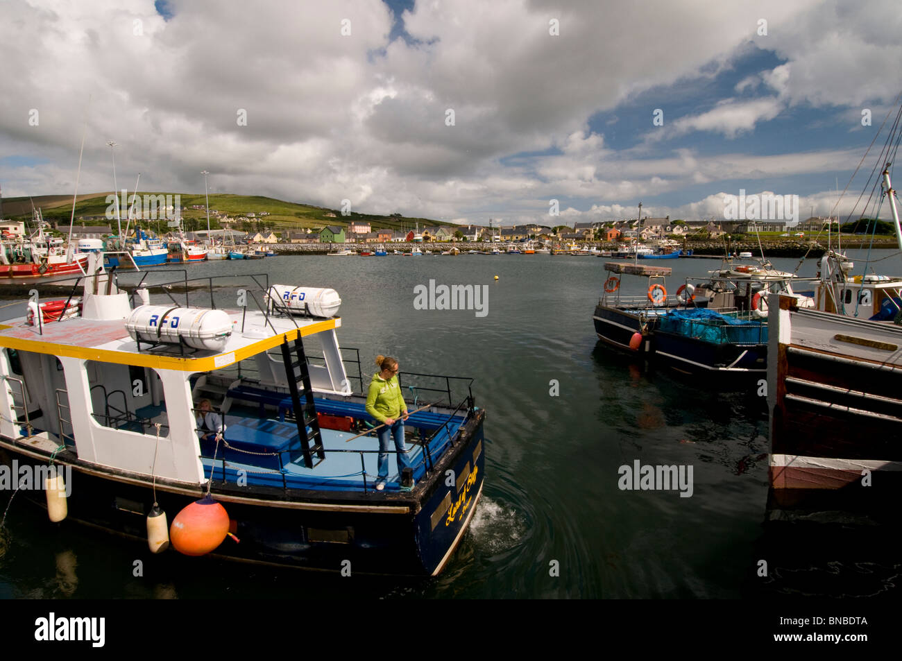 Boats in Dingle harbour, Dingle Peninsula, County Kerry, Ireland Stock ...