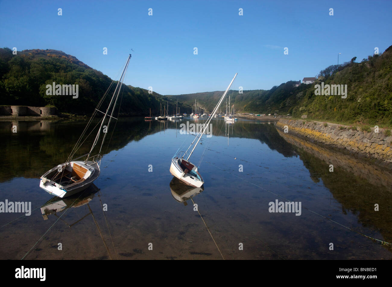 Boats in Solva harbour Pembrokeshire West Wales UK Stock Photo - Alamy