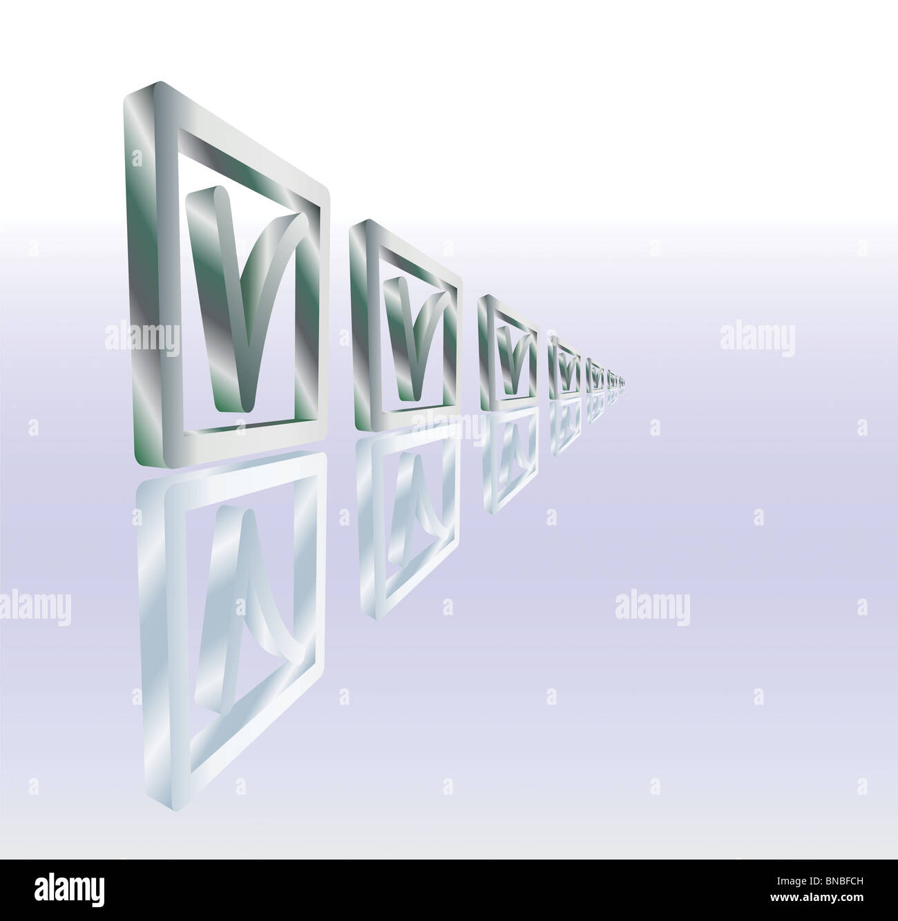 Illustration metal material check-list with reflection Stock Photo - Alamy