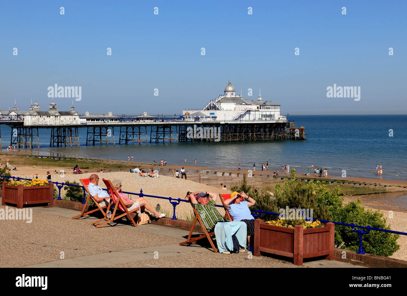 3134. Eastbourne Beach, Pier & Promenade, East Sussex, UK Stock Photo ...