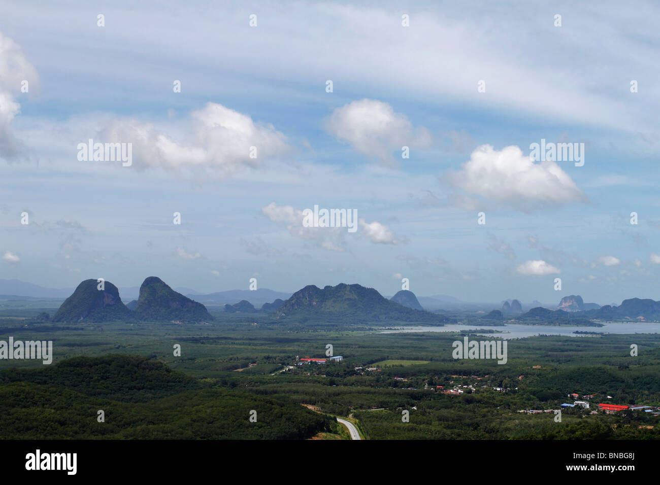 Limestone hills and lake near Kangar in the state of Perlis, Malaysia ...