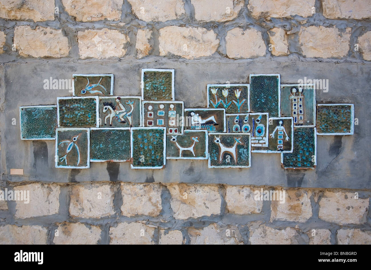 Mounted Ceramic Artwork at artist's colony of En Hod - Israel Stock ...