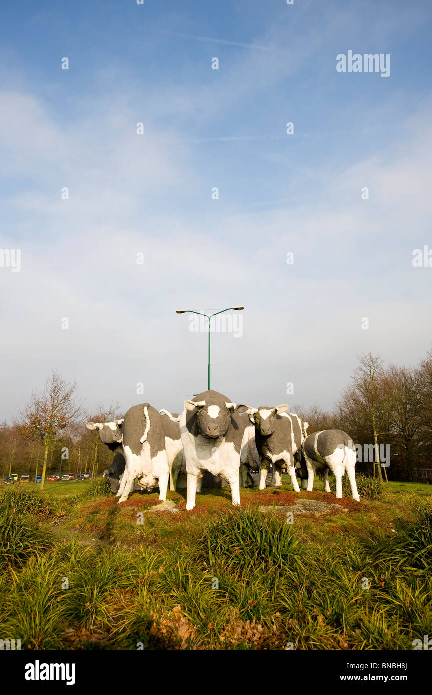 Dutch cows on roundabout Stock Photo - Alamy