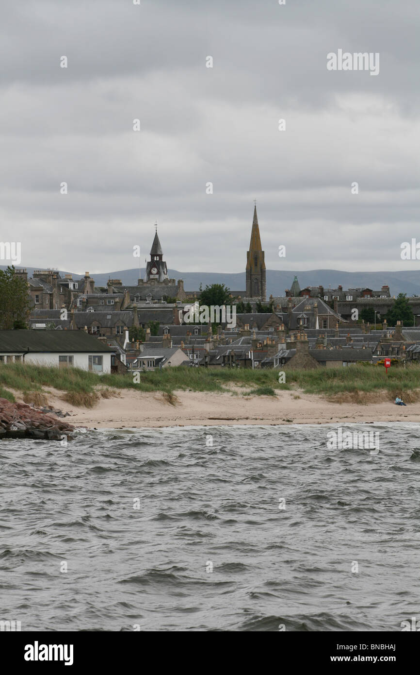Nairn skyline and beach with overcast sky Scotland June 2010 Stock ...