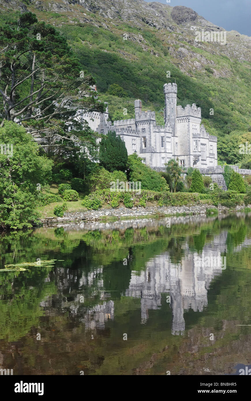 Kylemore abbey reflexes in lake with beautiful nature around Stock ...