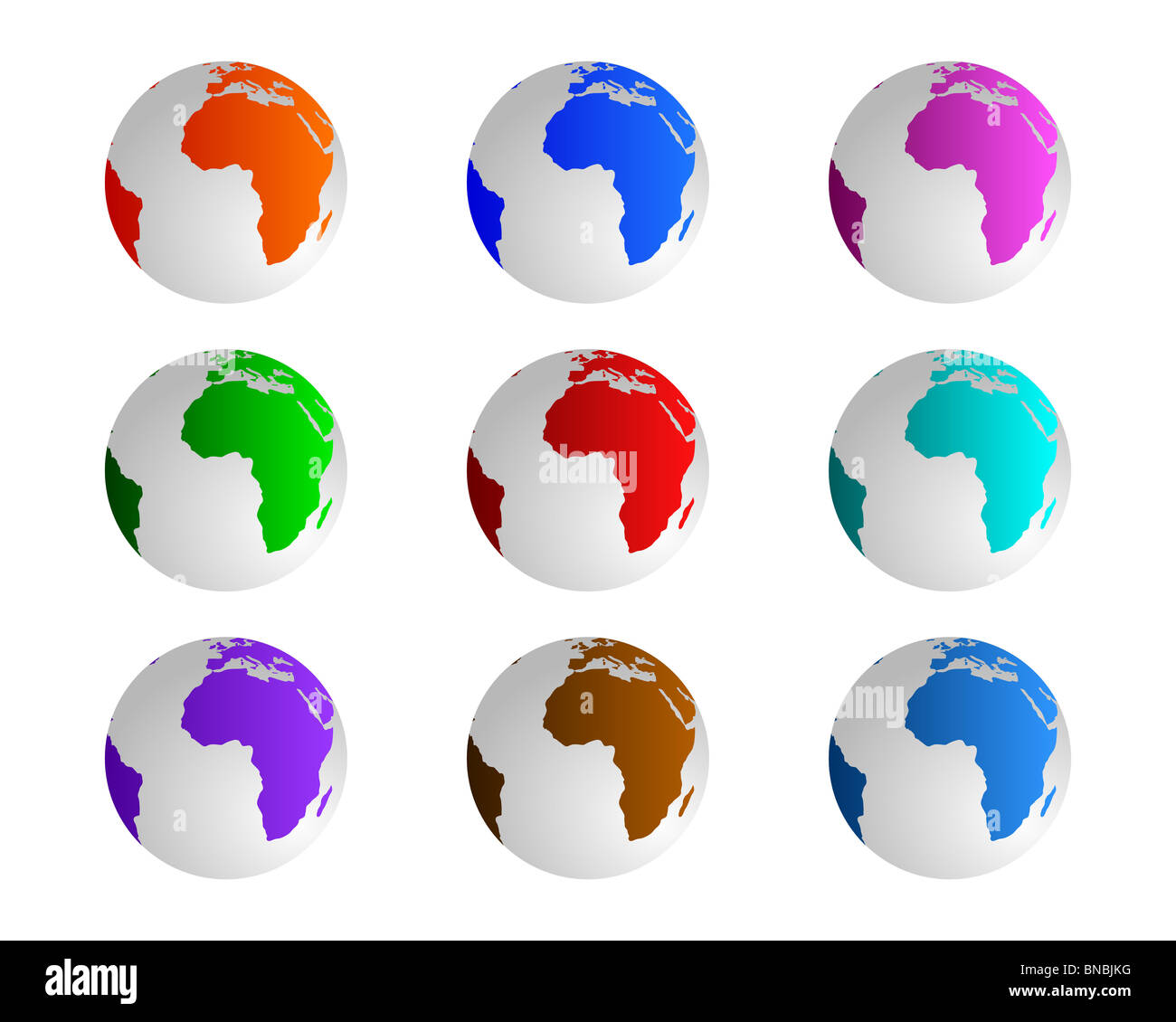 Globes in different colours Stock Photo - Alamy