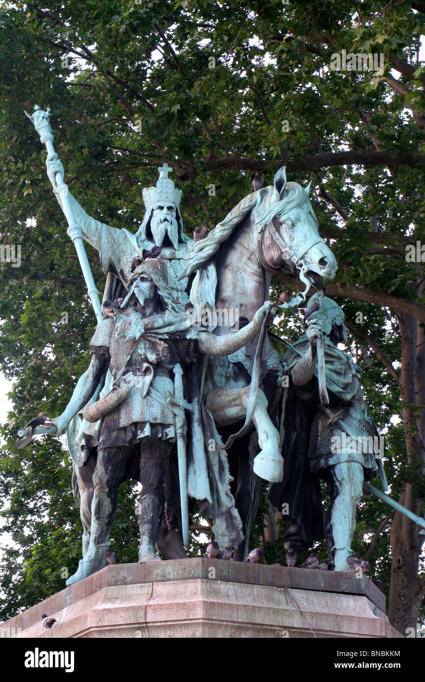emperor Charles statue in Paris by Notre-Dame Stock Photo - Alamy