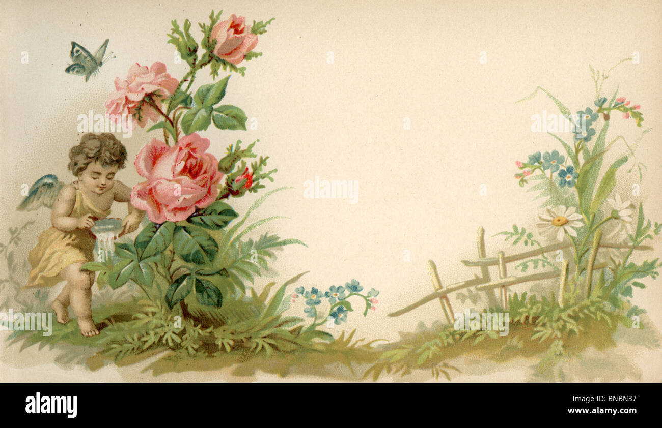 Cherub and Roses Stock Photo - Alamy