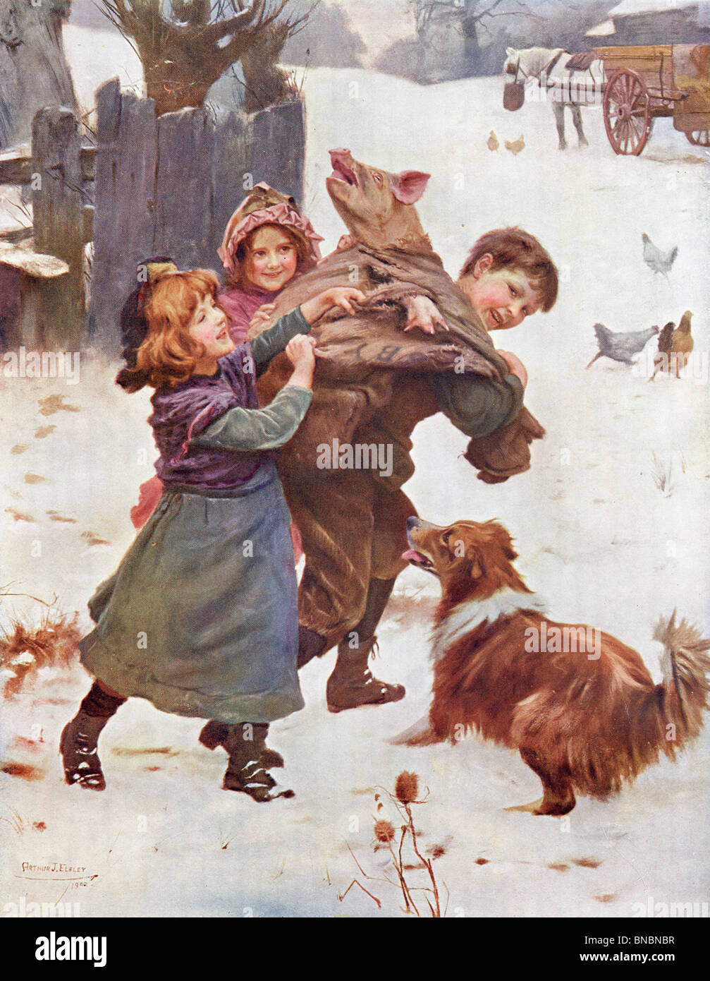 Boy carrying a pig hi-res stock photography and images - Alamy