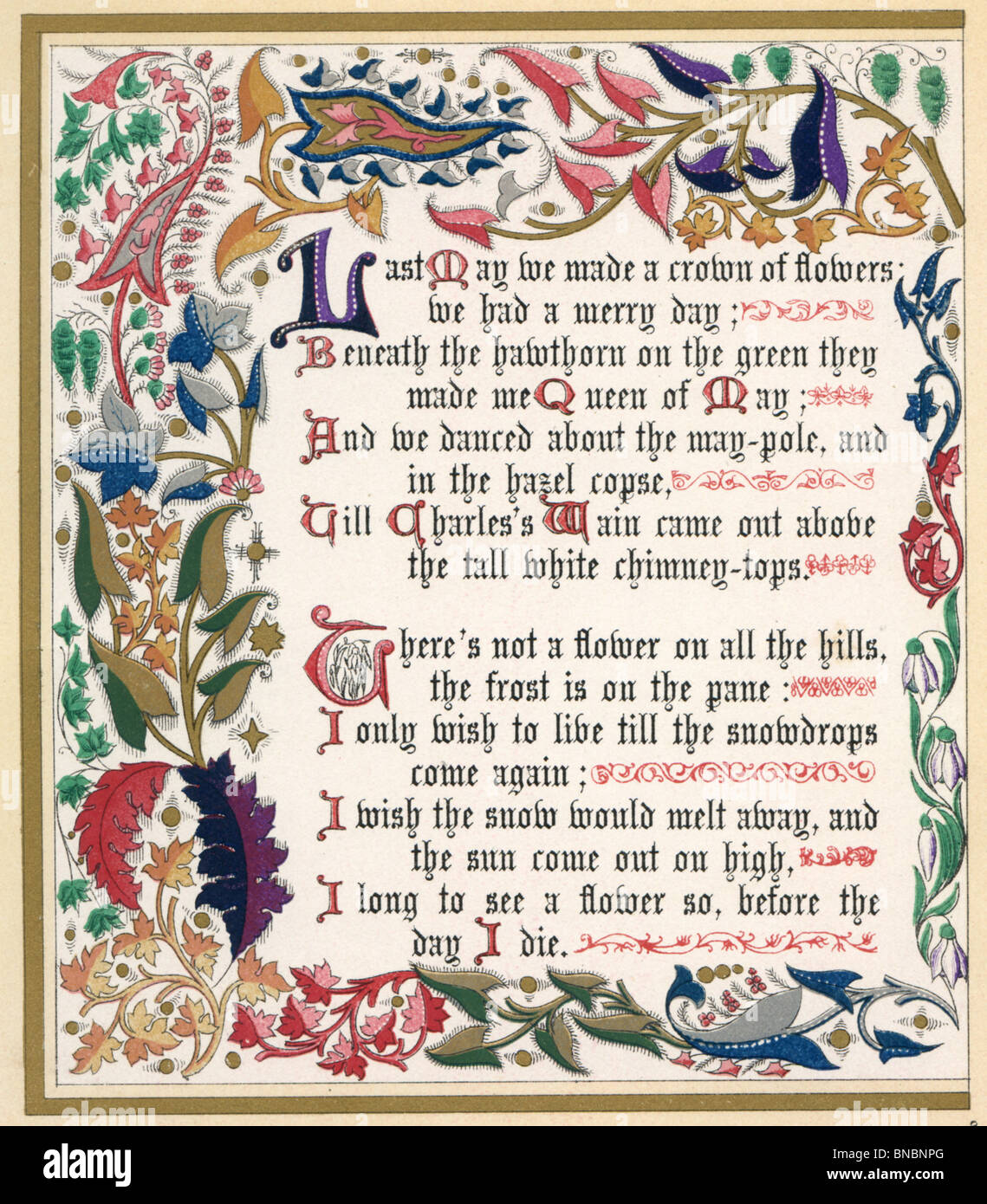 Tennyson's May Queen -Decorative Border Design Stock Photo - Alamy