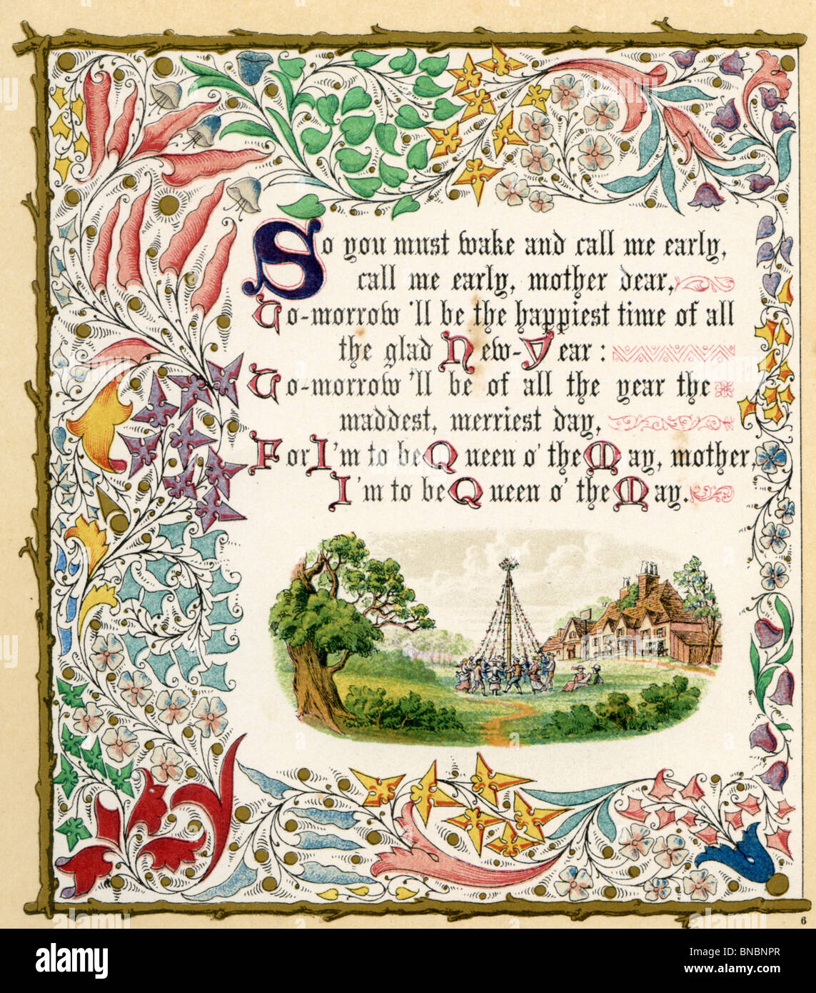Tennyson's May Queen -Decorative Border Design Stock Photo - Alamy