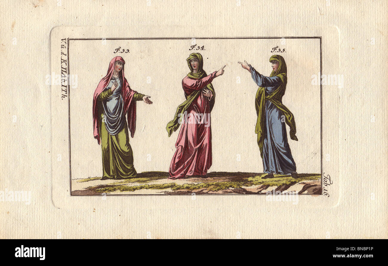 Anglo Saxon women in tunics and veils Stock Photo - Alamy
