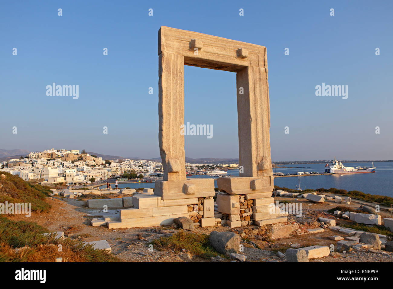 gate of the temple of Apollo, Portara, Naxos Town, Island of Naxos ...